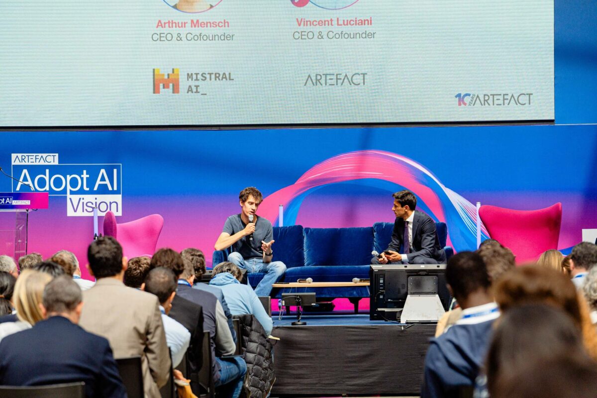 Arthur Mensch, CEO and cofounder of MISTRAL AI at the Adopt AI Summit ...